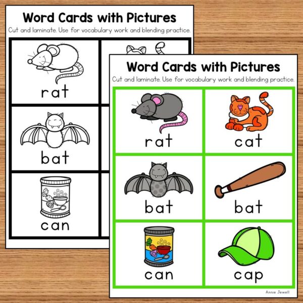 Short Vowel Word Cards with Pictures - Flashcards and Worksheets ...