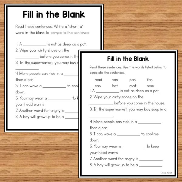 Short Vowel Word Cards with Pictures - Flashcards and Worksheets ...