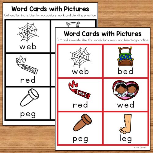 Short Vowel Word Cards with Pictures - Flashcards and Worksheets ...