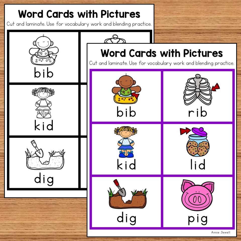 Short Vowel Word Cards with Pictures - Flashcards and Worksheets ...