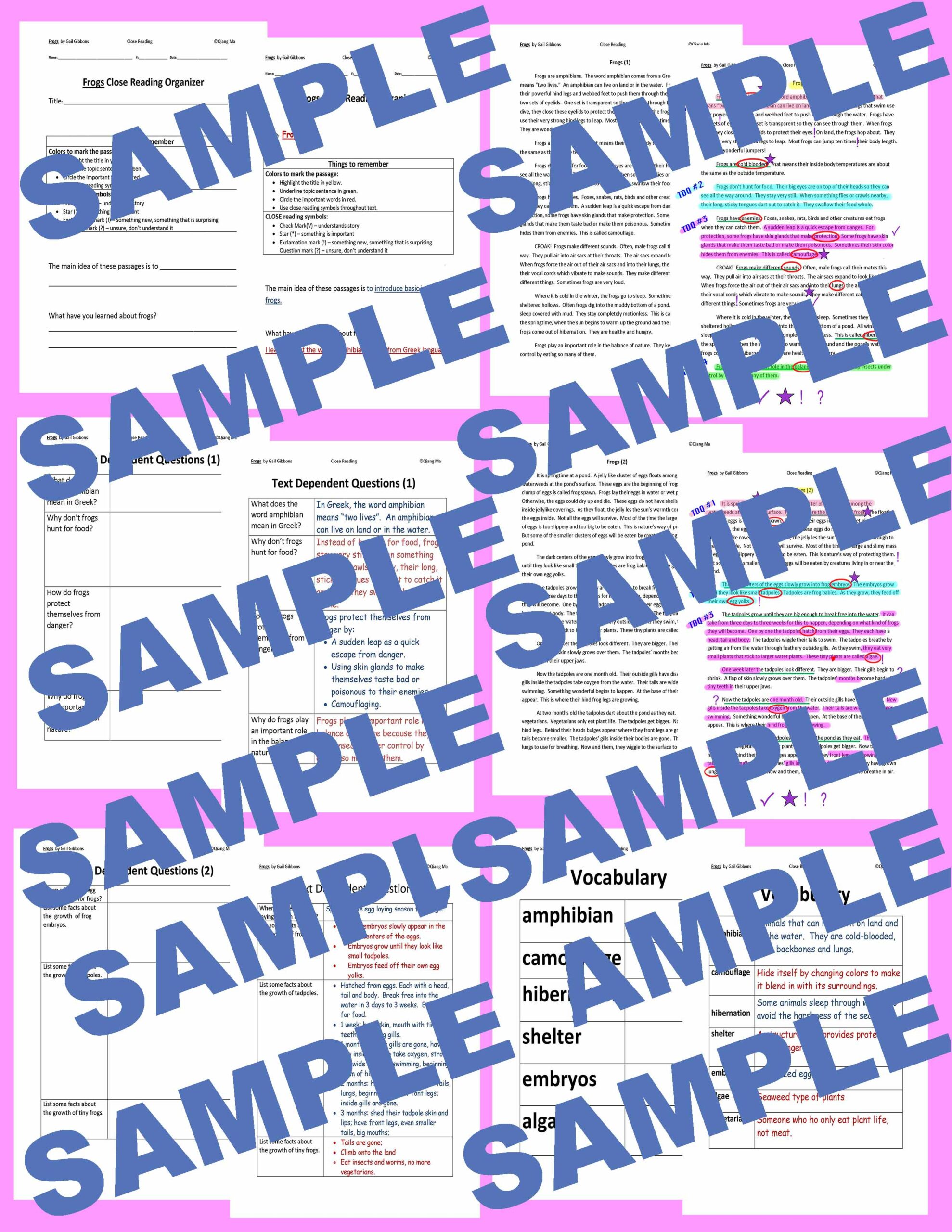 Close Reading: Frogs by Gail Gibbons | Made By Teachers