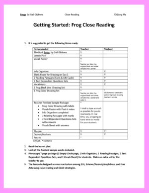 Close Reading: Frogs by Gail Gibbons | Made By Teachers