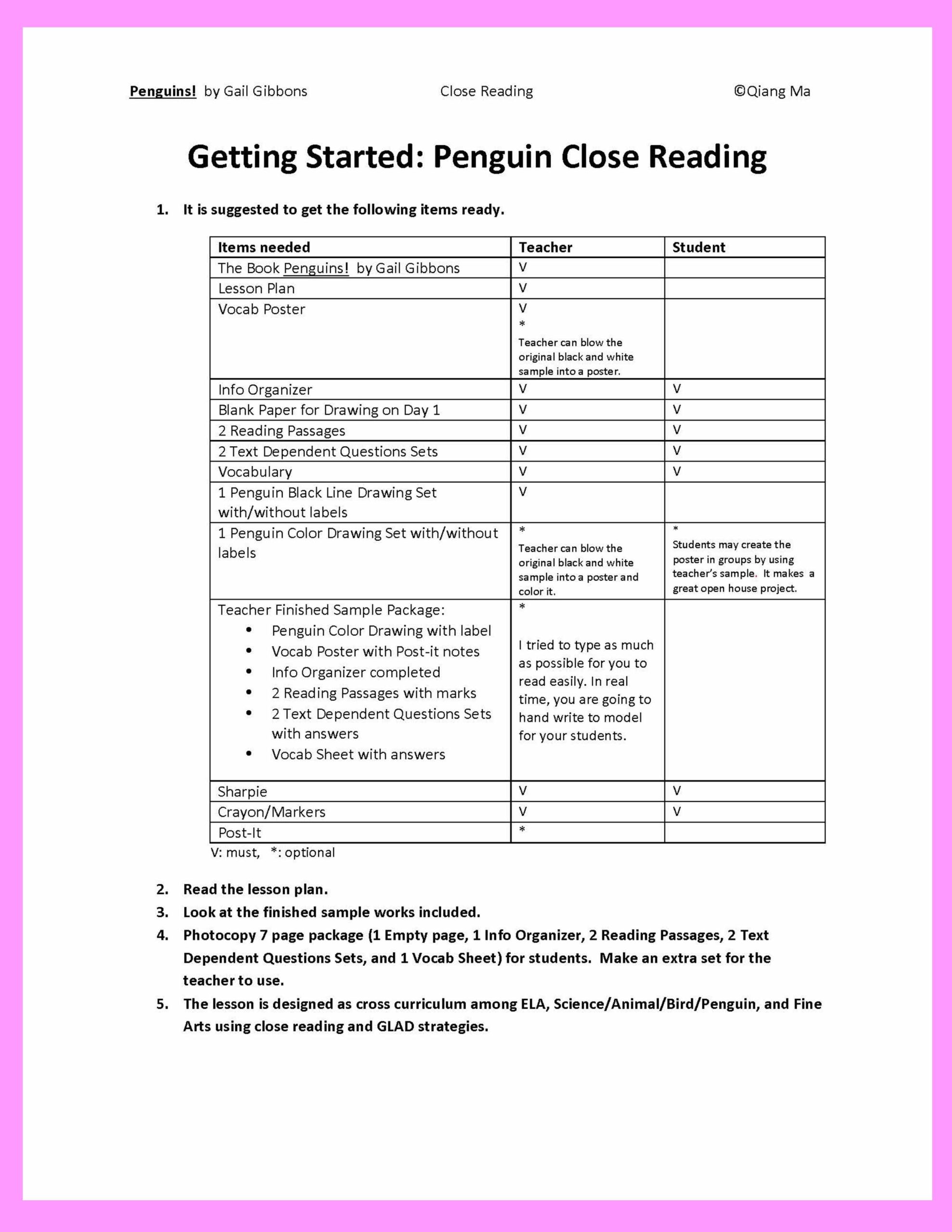 Close Reading: Penguins! by Gail Gibbons | Made By Teachers