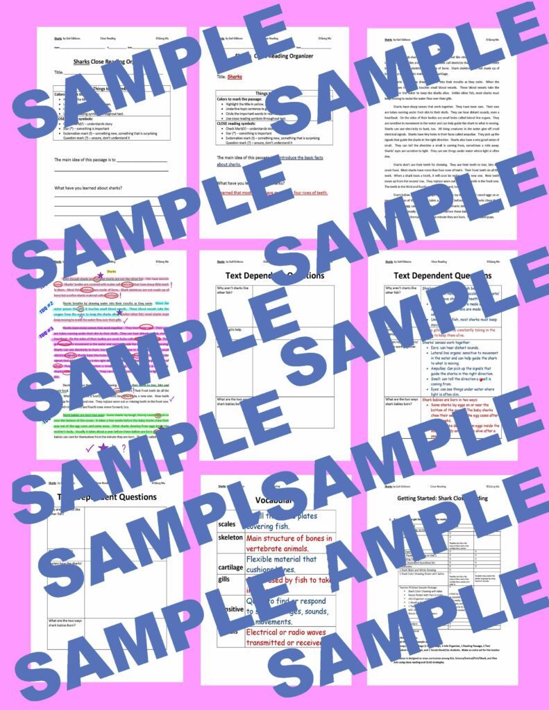 Close Reading: Sharks by Gail Gibbons | Made By Teachers