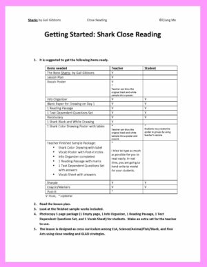Close Reading: Sharks by Gail Gibbons | Made By Teachers