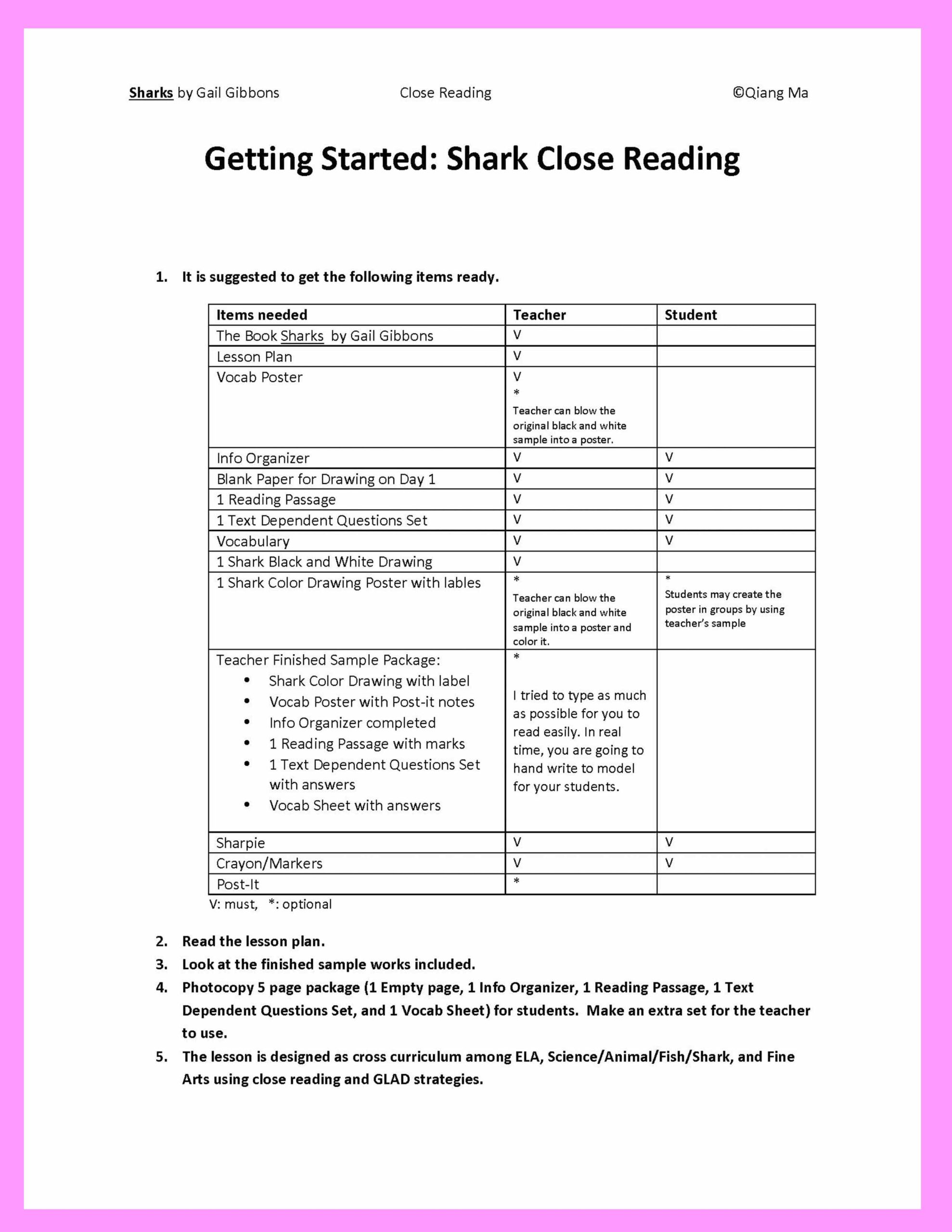 Close Reading: Sharks by Gail Gibbons | Made By Teachers