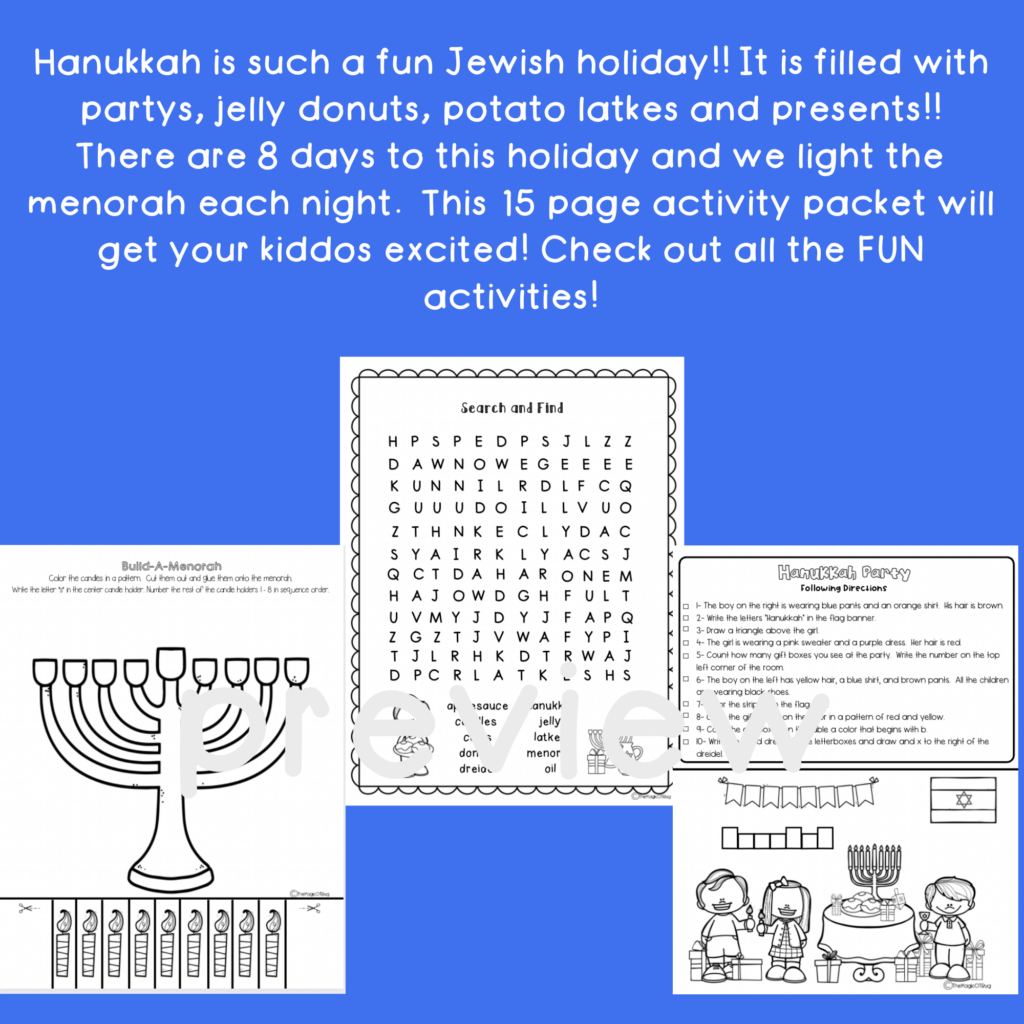 Hanukkah Theme - Visual Perceptual - Handwriting, Occupational therapy ...
