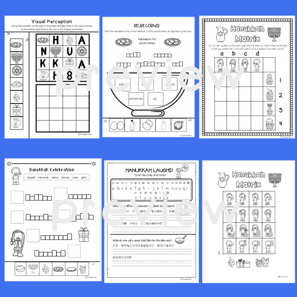 Hanukkah Theme - Visual Perceptual - Handwriting, Occupational therapy ...