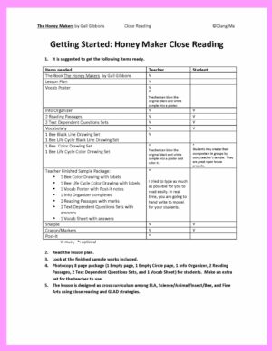 Close Reading: The Honey Makers by Gail Gibbons | Made By Teachers