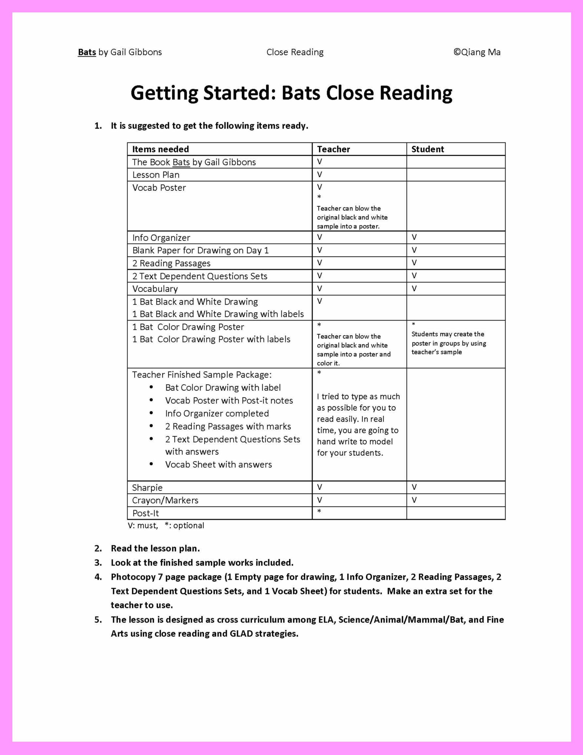 Close Reading: Bats by Gail Gibbons | Made By Teachers