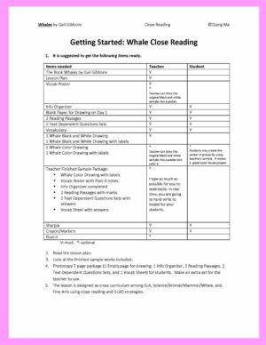 Close Reading: Whales by Gail Gibbons | Made By Teachers