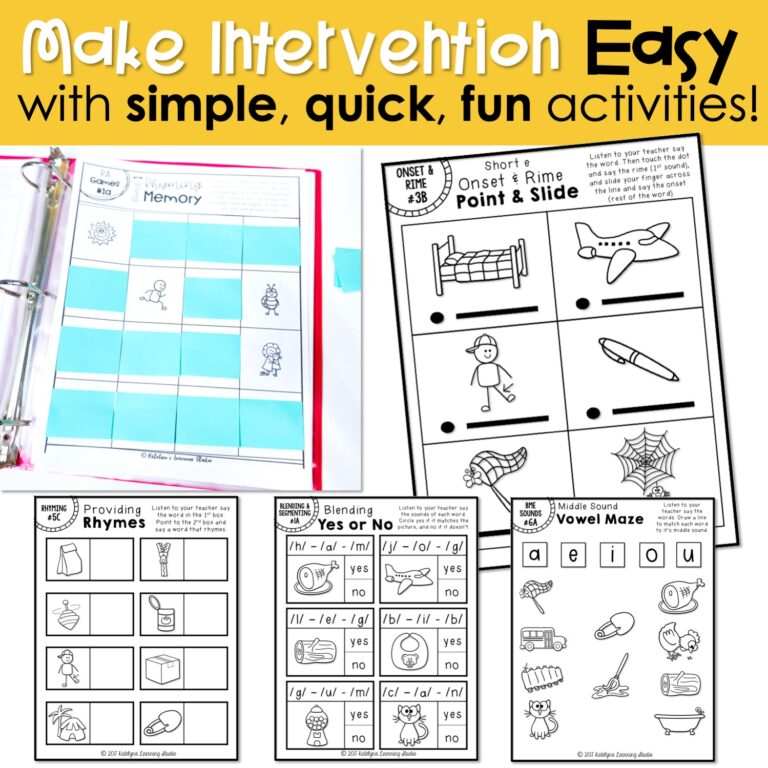 Phonemic Awareness Activities and Intervention for Kindergarten and 1st ...