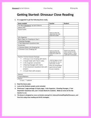 Close Reading: Dinosaurs! by Gail Gibbons | Made By Teachers