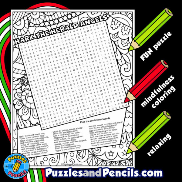 Hark the Herald Angels Sing Word Search Puzzle Activity Page with ...