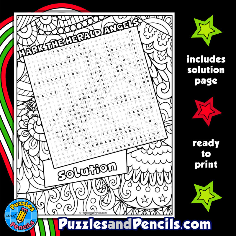 Hark the Herald Angels Sing Word Search Puzzle Activity Page with ...