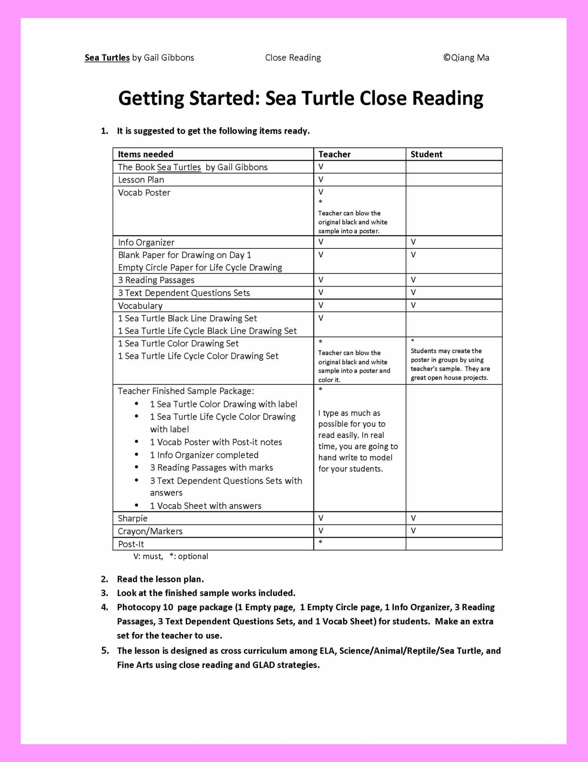 Close Reading: Sea Turtles by Gail Gibbons | Made By Teachers