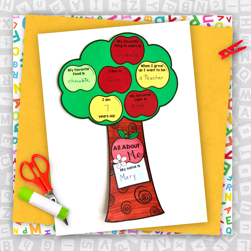 All About Me Back to School Fall Apple Tree Craft | Made By Teachers