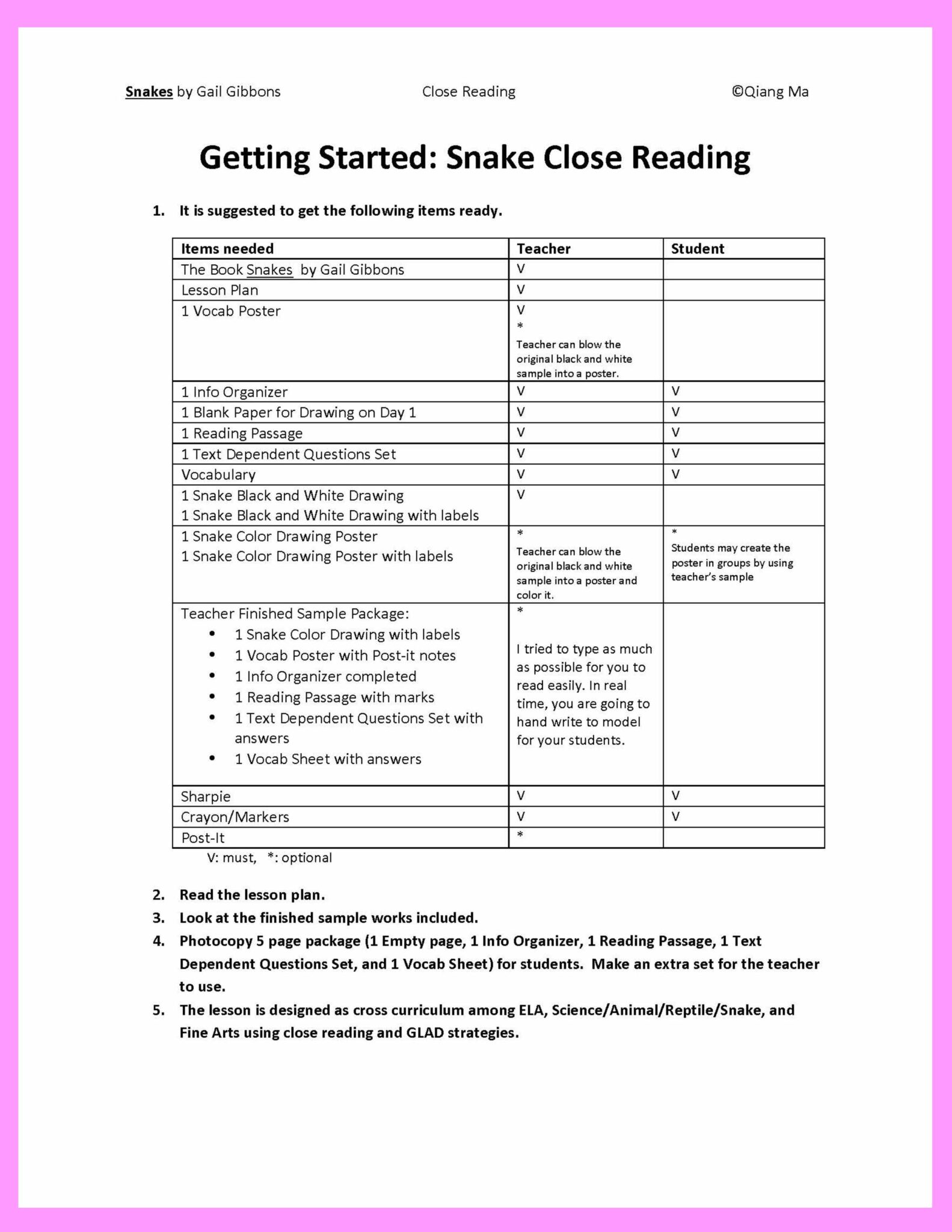 Close Reading: Snakes by Gail Gibbons | Made By Teachers