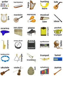 Musical Instruments Bingo 6x6 (5 pages + call sheet) | Made By Teachers
