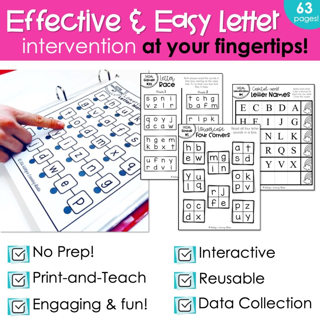 Letter Identification and Sounds Activities - No Prep Intervention ...