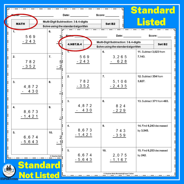 Addition & Subtraction With & Without Regrouping Worksheets | 3 4 5 & 6 ...