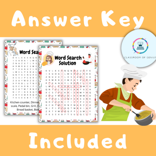 Kitchen Word Search Puzzle - Cooking Terms Vocabulary Worksheet ...