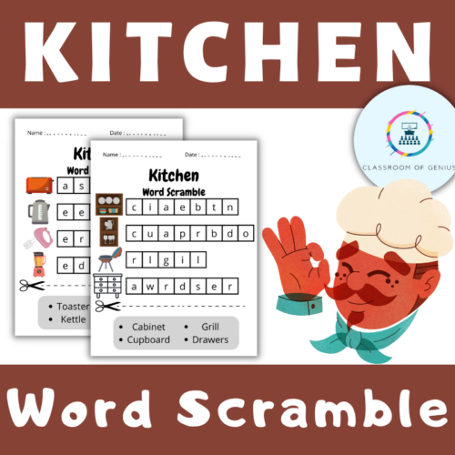 Kitchen Word Scramble Puzzle - Cooking Terms Vocabulary Worksheet ...