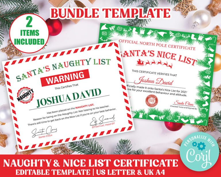 Santa's Naughty and Nice List Certificate Bundle | Set of 2 Christmas ...