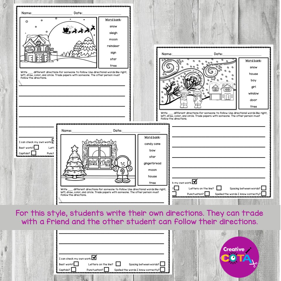 December Following Directions & Listening Comprehension Skills Coloring ...