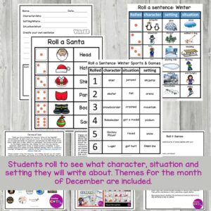 December Writing Prompts Roll a Sentence Activities - Made By Teachers