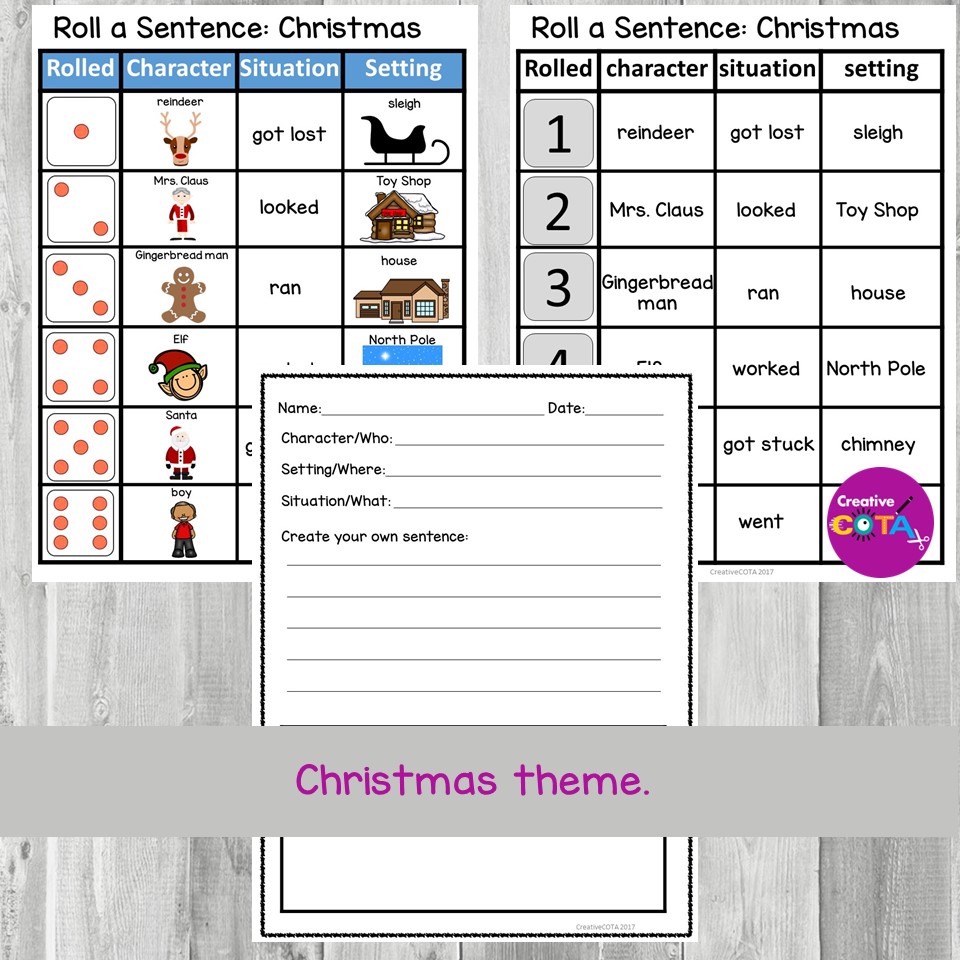 December Writing Prompts Roll a Sentence Activities | Made By Teachers
