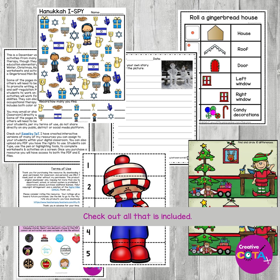 December Fine Motor and Visual Perceptual Worksheets and Activities ...