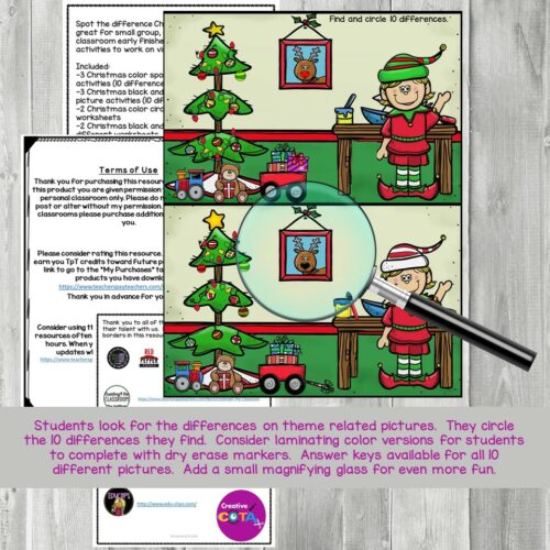 Christmas Activities Spot the Difference Visual Perception | Made By ...