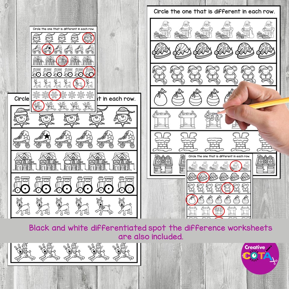 Christmas Activities Spot the Difference Visual Perception | Made By ...