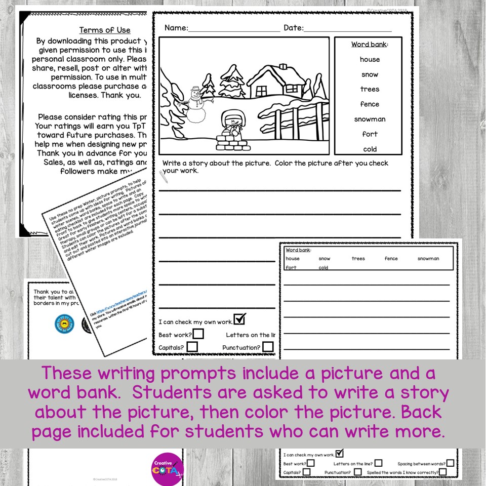 Winter Writing Prompts with Pictures Worksheets | Made By Teachers