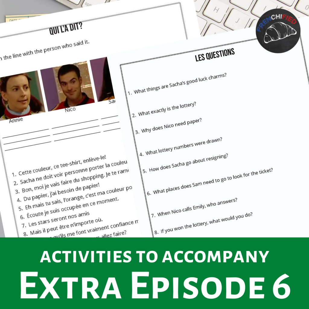 French Extra activities bundle - worksheets to accompany episodes 5-8 ...