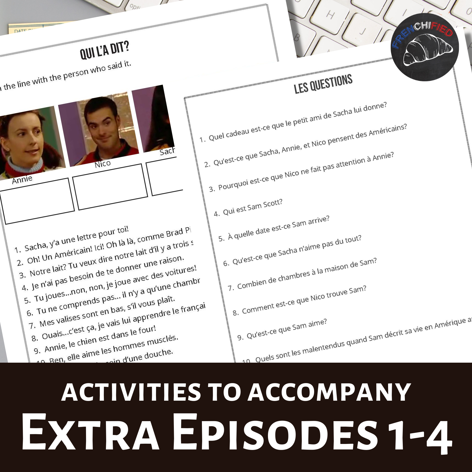 French Extra activities bundle - worksheets to accompany episodes 1-4 ...