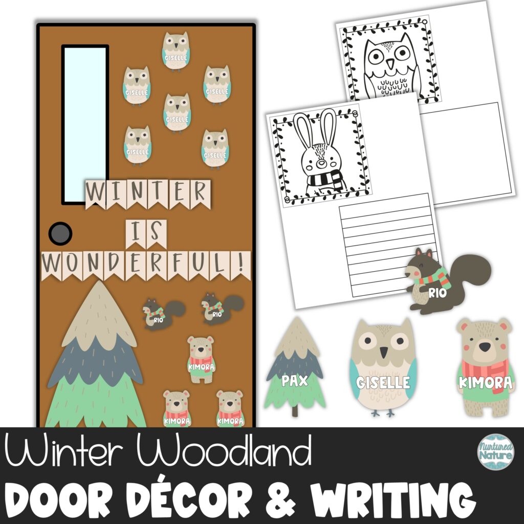 Woodland Animal Door Decoration Kit with Editable Name Tag Labels and ...