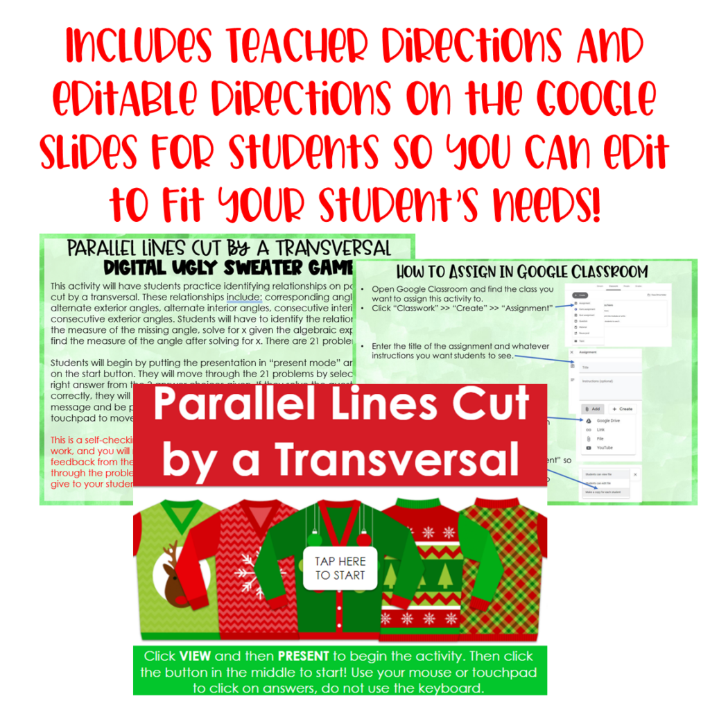 Parallel Lines Cut By a Transversal DIGITAL Ugly Sweater Game | Made By ...