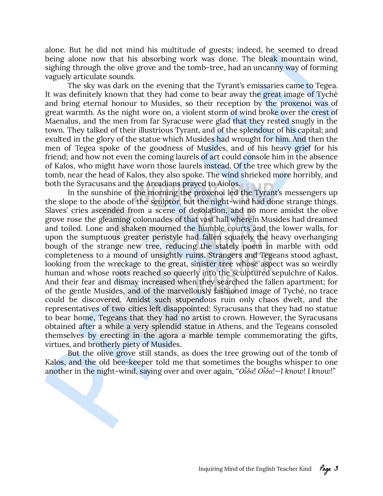 "The Tree" by H.P. Lovecraft Quiz and Answer Key | Made By Teachers