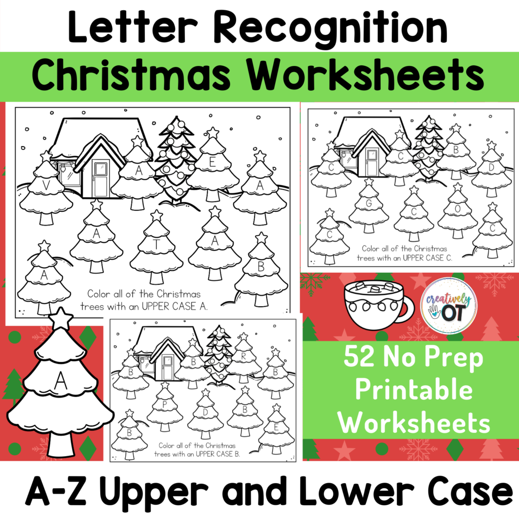 Christmas Mini Letter Recognition and Visual Scanning A-Z Worksheets ...