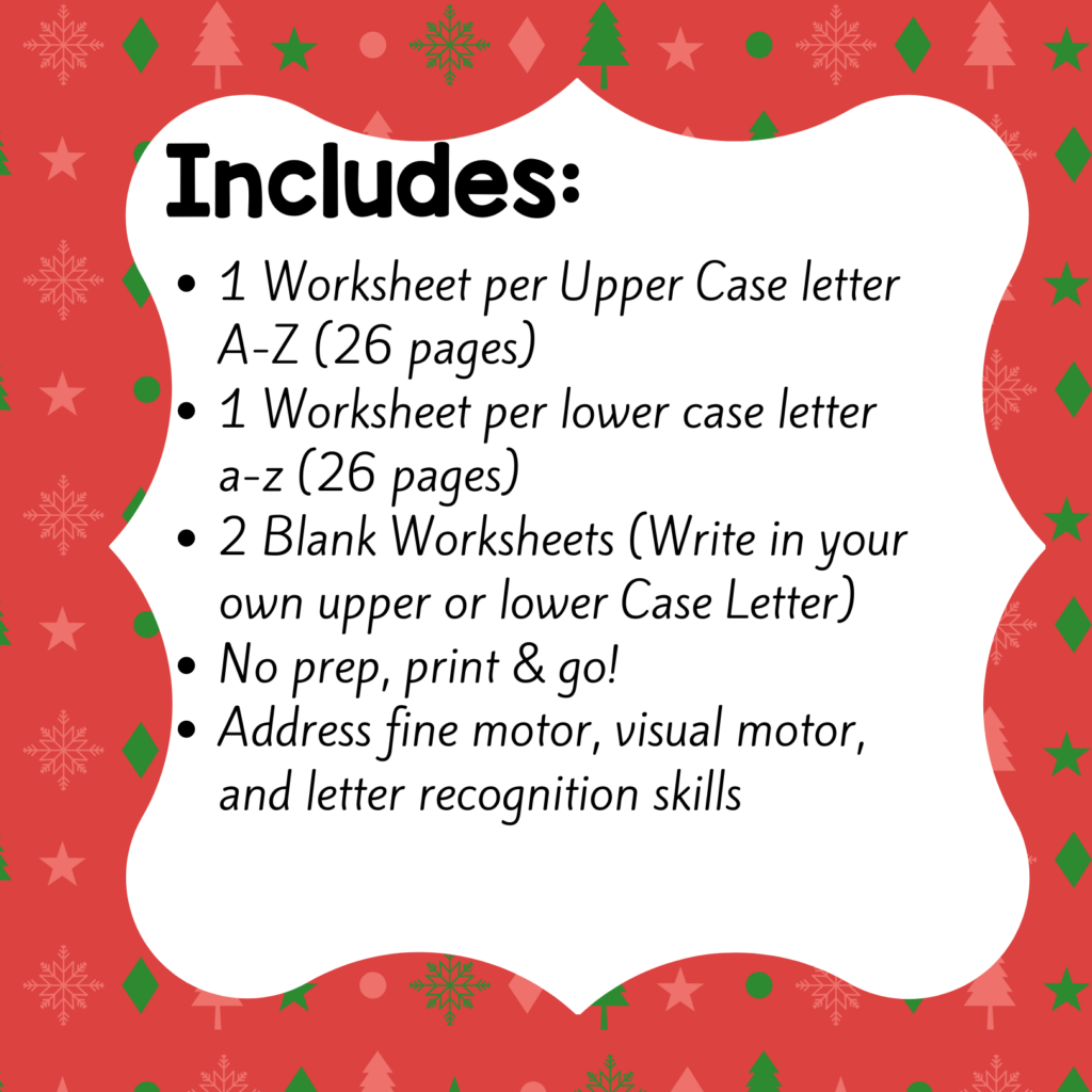 Christmas Mini Letter Recognition and Visual Scanning A-Z Worksheets ...
