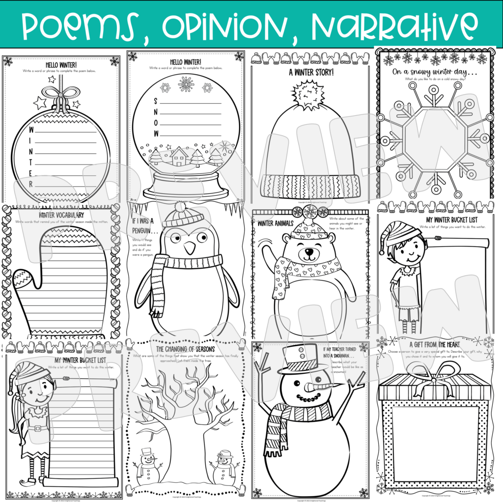 Winter Writing Prompts Winter Creative Writing Narrative Opinion Poetry ...
