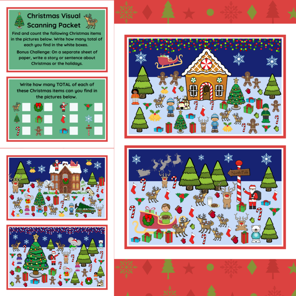 Christmas Visual Scanning Packet | Made By Teachers