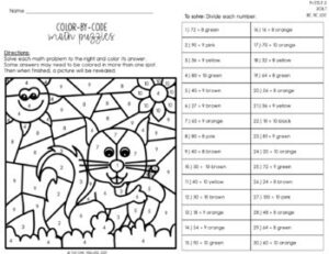 Division Facts Color By Number - Made By Teachers