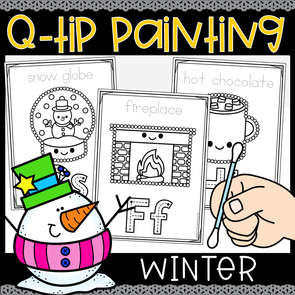 Winter Q-tip Painting Fine Motor Activity, Winter Dot Painting | Made ...