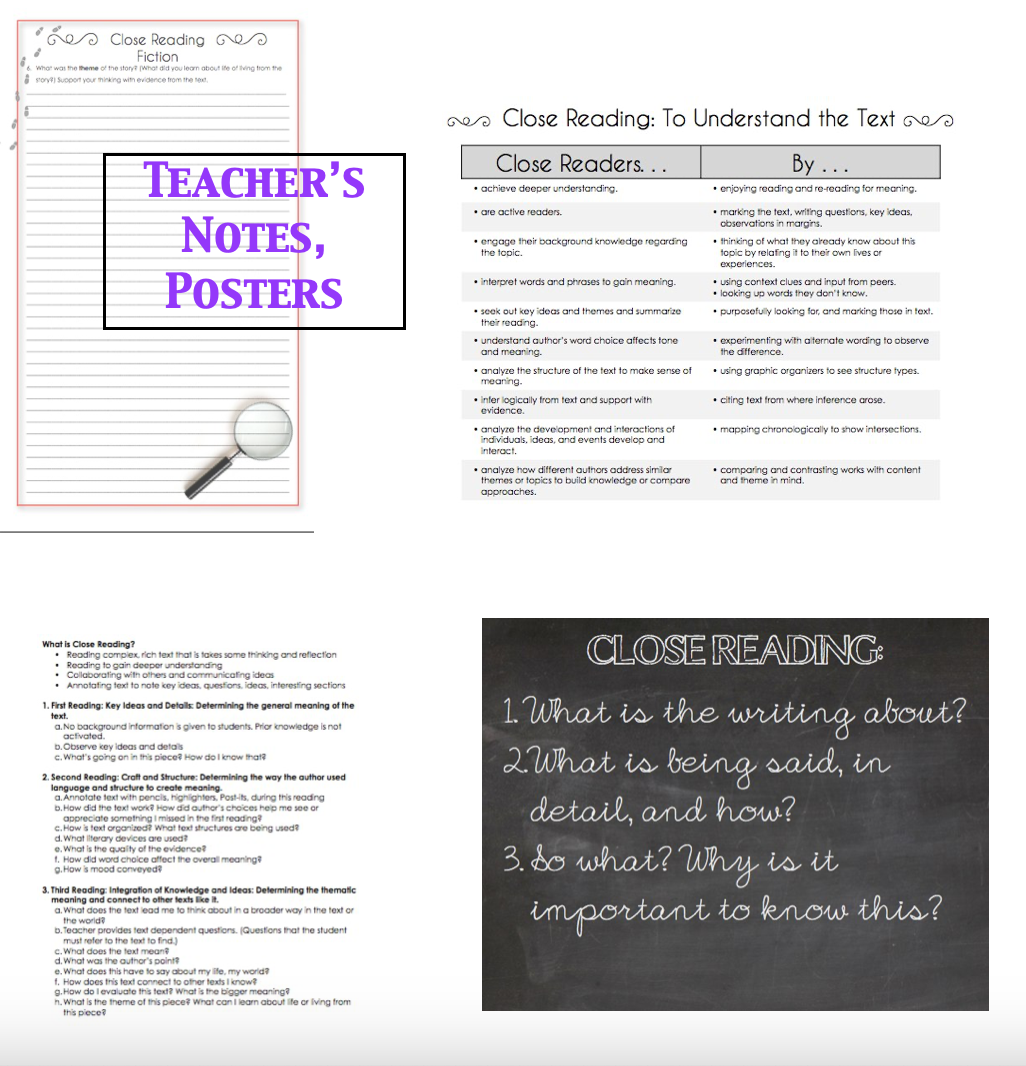 Fiction Close Reading Template & Teaching Tools | Made By Teachers