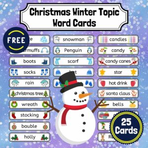 Christmas Winter Topic Word Cards FREEBIE | Made By Teachers