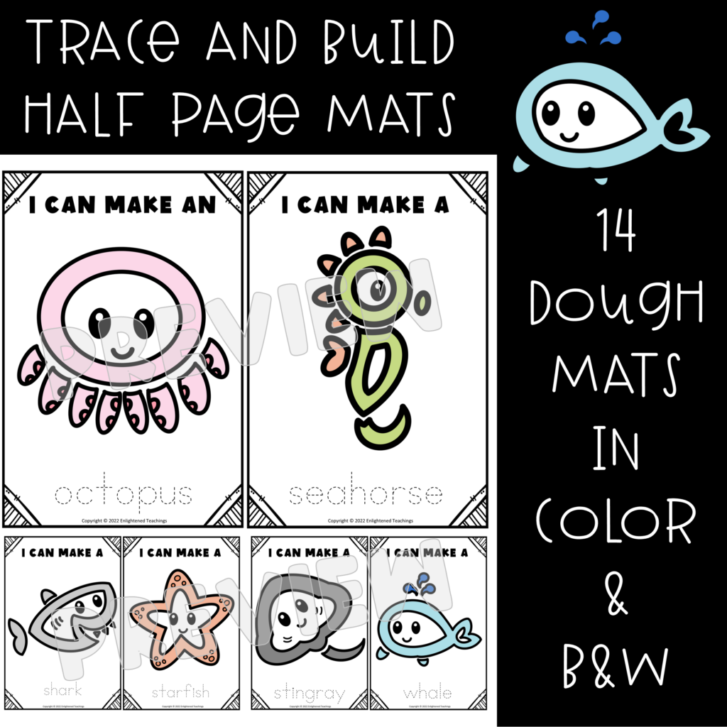 Ocean Animals Play Dough Mats Fine Motor Skills, Ocean Animals ...