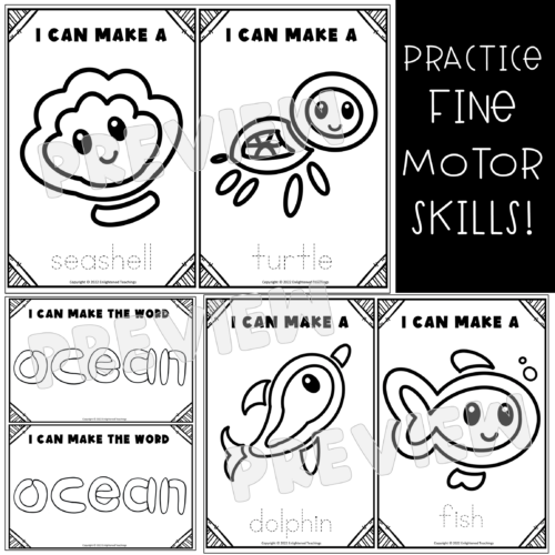 Ocean Animals Play Dough Mats Fine Motor Skills, Ocean Animals ...